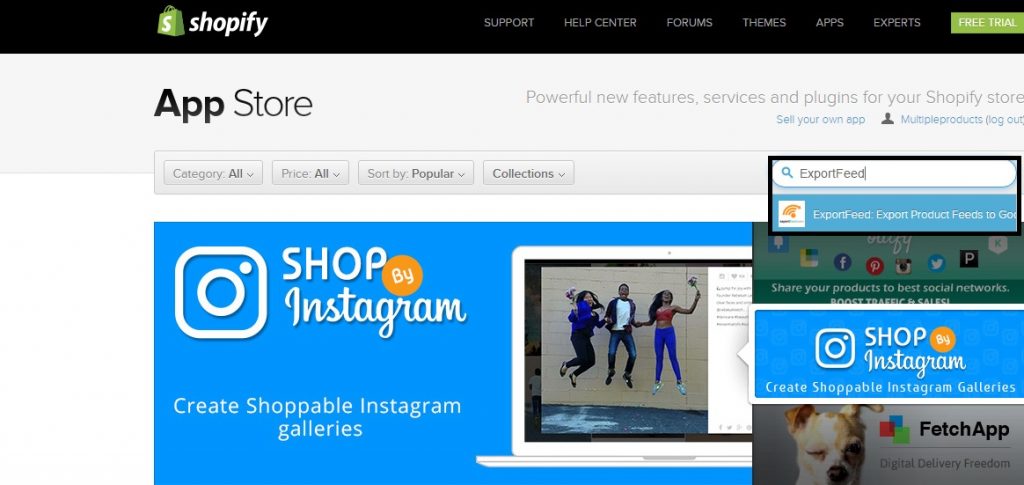 ExportFeed App for Shopify Published - Create Data Feeds from Shopify