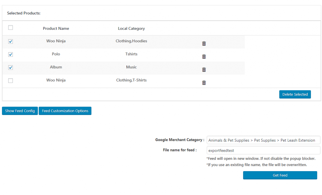 Custom Product Feed - exportfeed