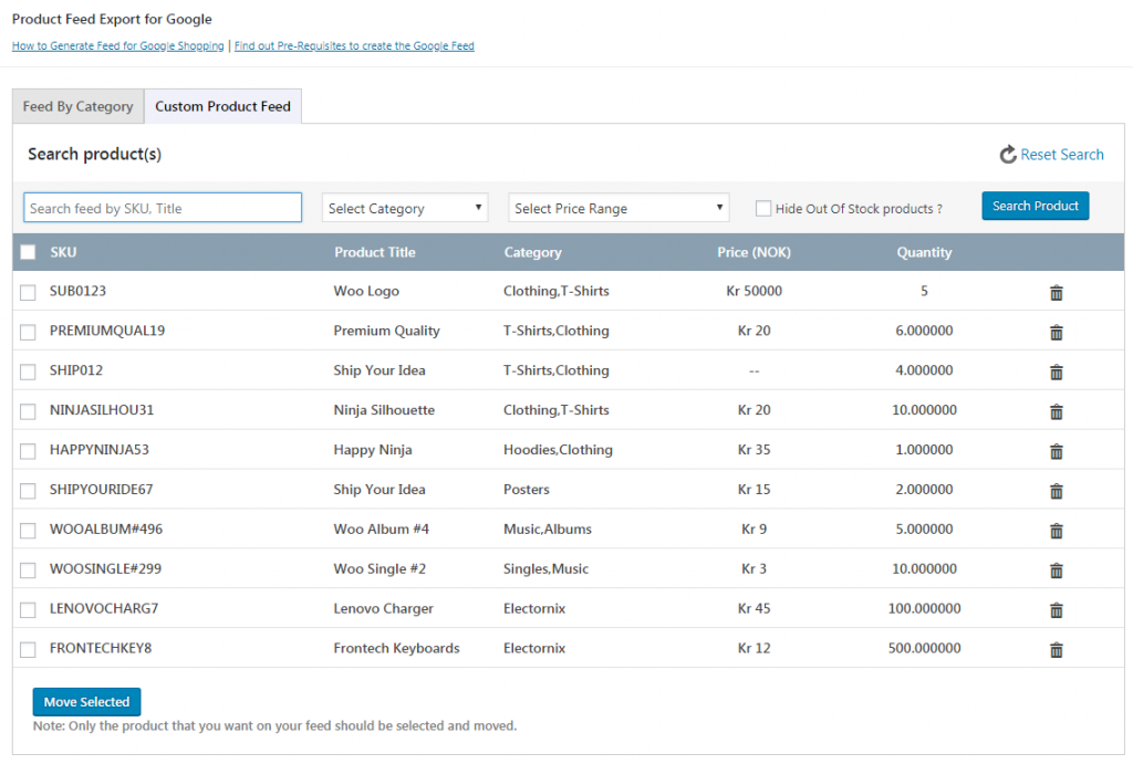 Custom Product Feed - exportfeed