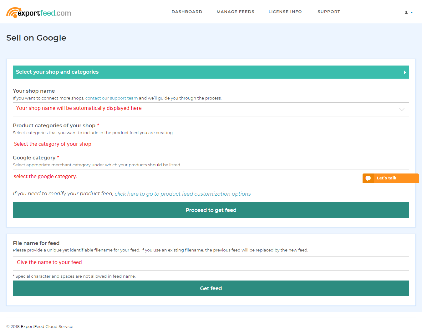 How to generate your first shopify product feed using ExportFeed