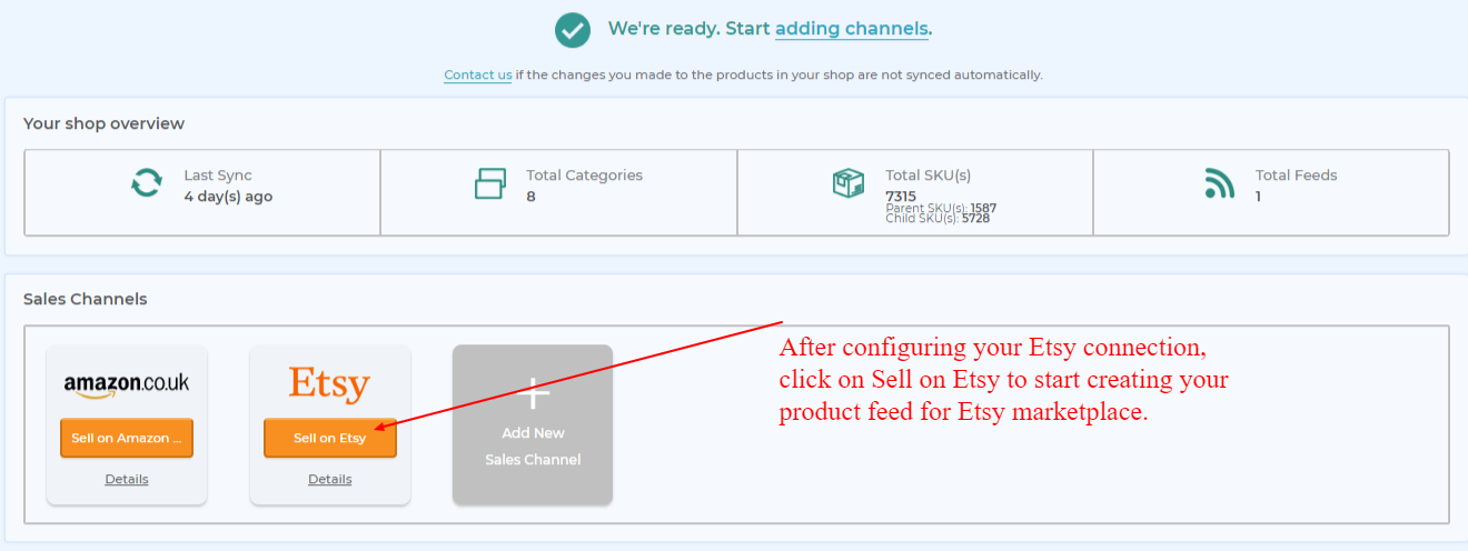 Shopify to Etsy feeds upload